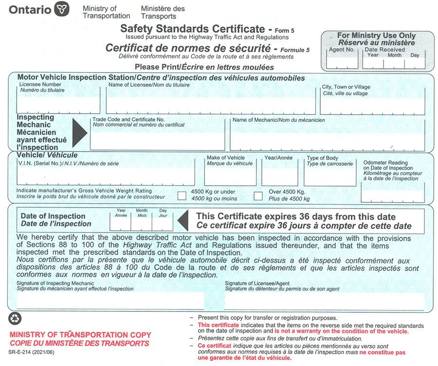 Safety Inspection Service - MTO Safety Inspection Scarborough